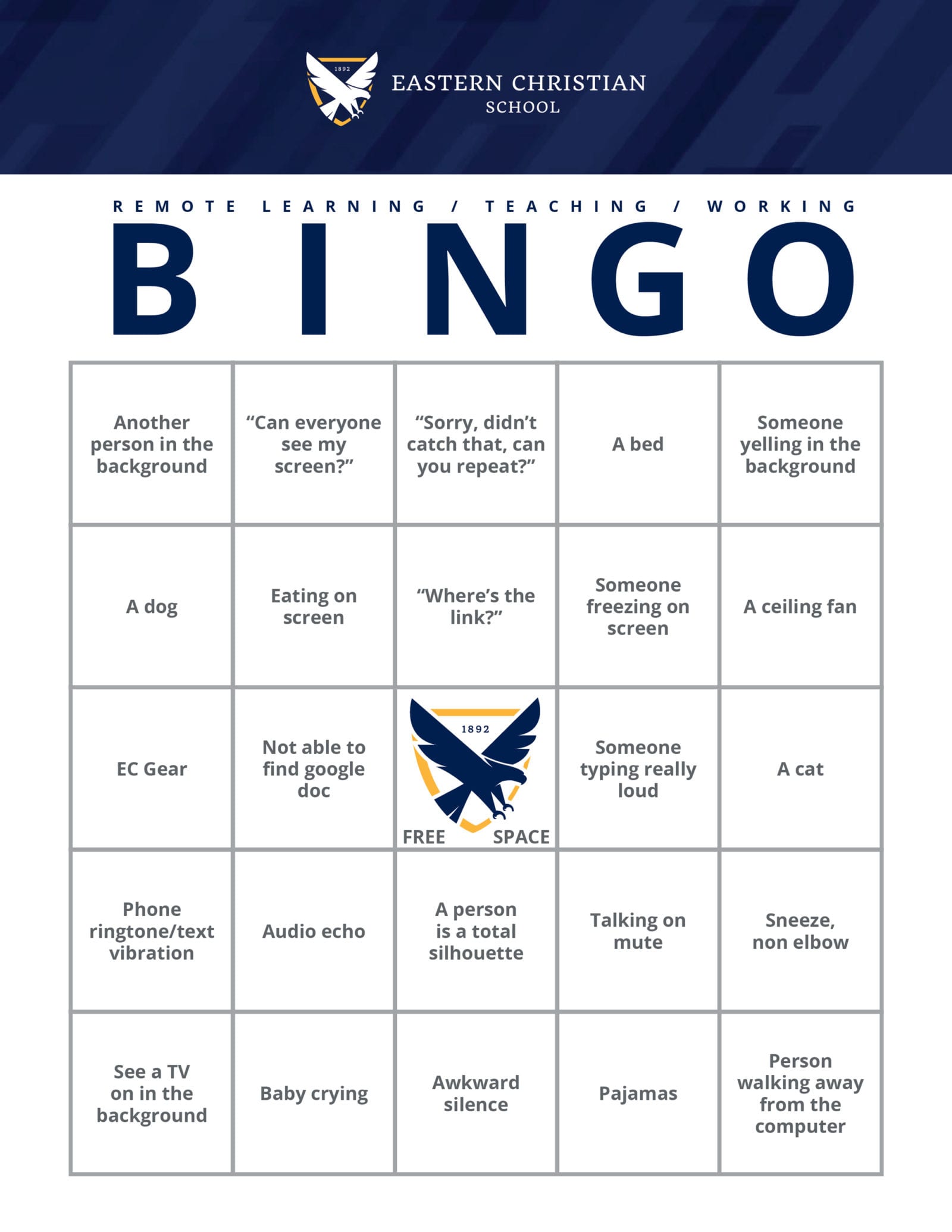 April Fool's Gift: The Official EC Remote Learning/Working BINGO Card ...
